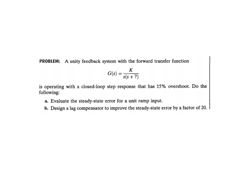 Solved PROBLEM: A unity feedback system with the forward | Chegg.com