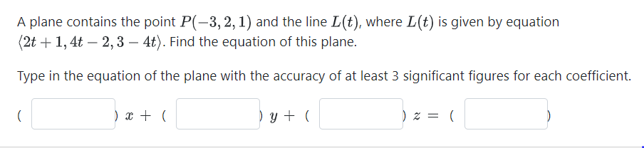 Solved A plane contains the point P(-3, 2, 1) and the line | Chegg.com