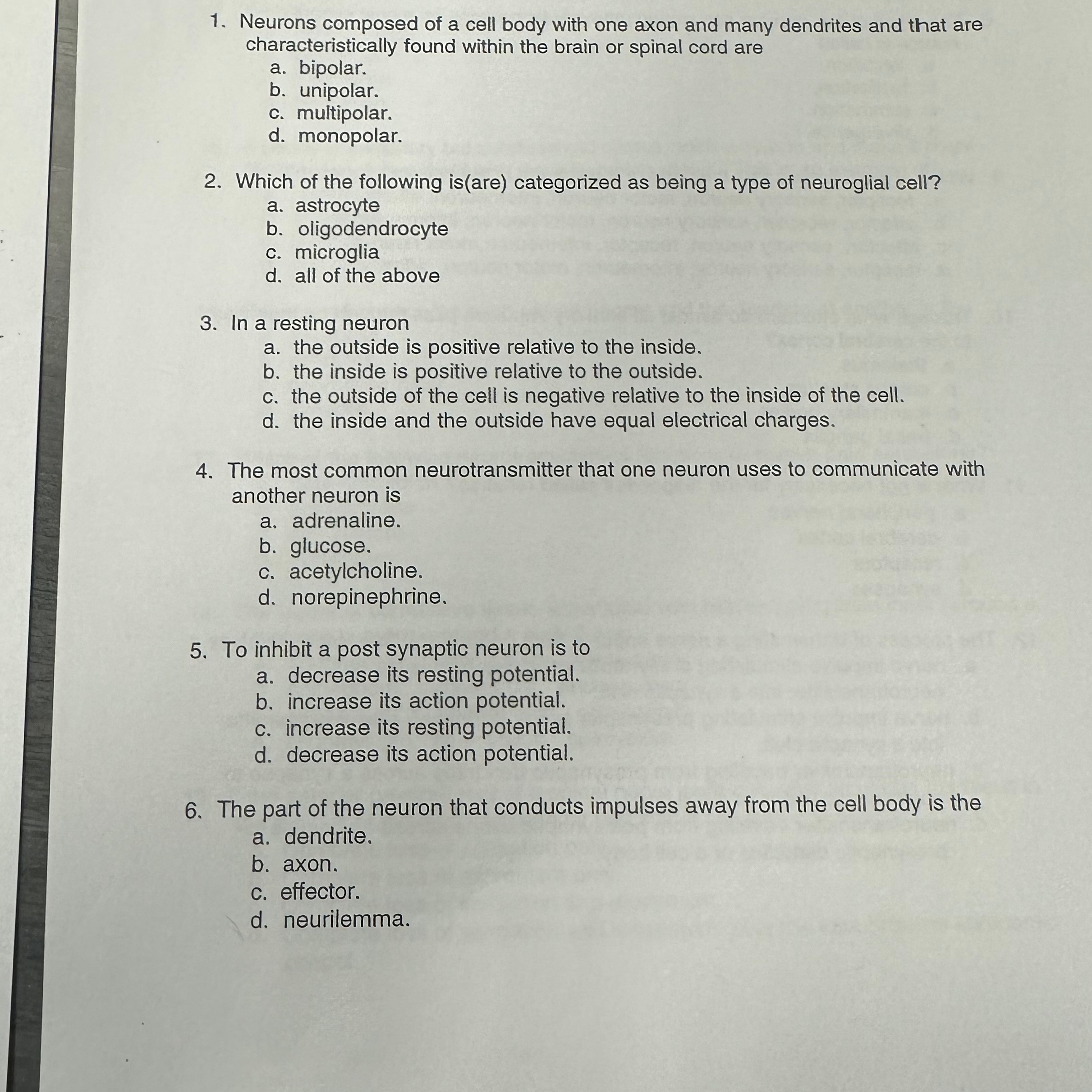 Solved Neurons composed of a cell body with one axon and | Chegg.com