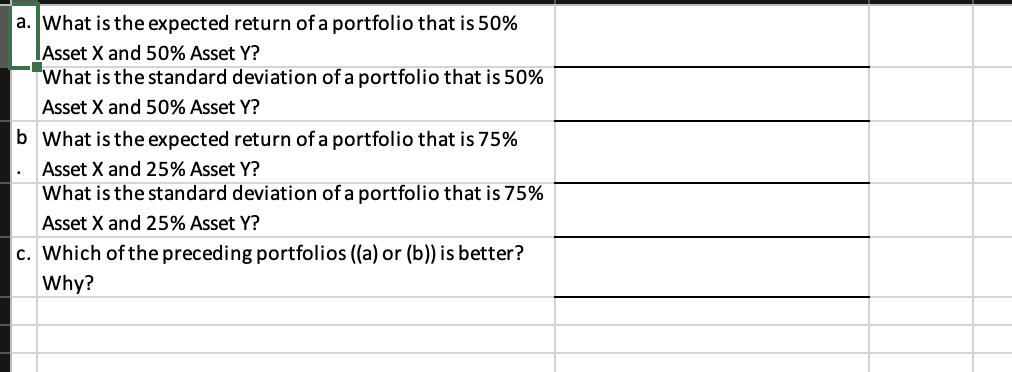 Solved The two assets, X and Y, whose returns are shown in | Chegg.com