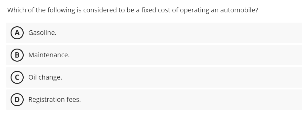 Solved Which of the following is considered to be a fixed | Chegg.com