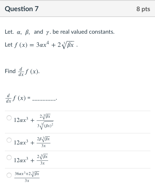 Solved Question 7 8 pts Let. a, b, and y.be real valued | Chegg.com