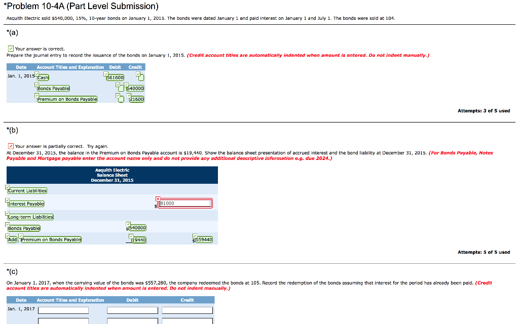 Solved *Problem 10-4A (Part Level Submission) Asquith | Chegg.com