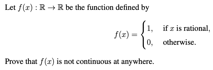 Solved Let f(x):R→R be the function defined by f(x)={1,0, if | Chegg.com