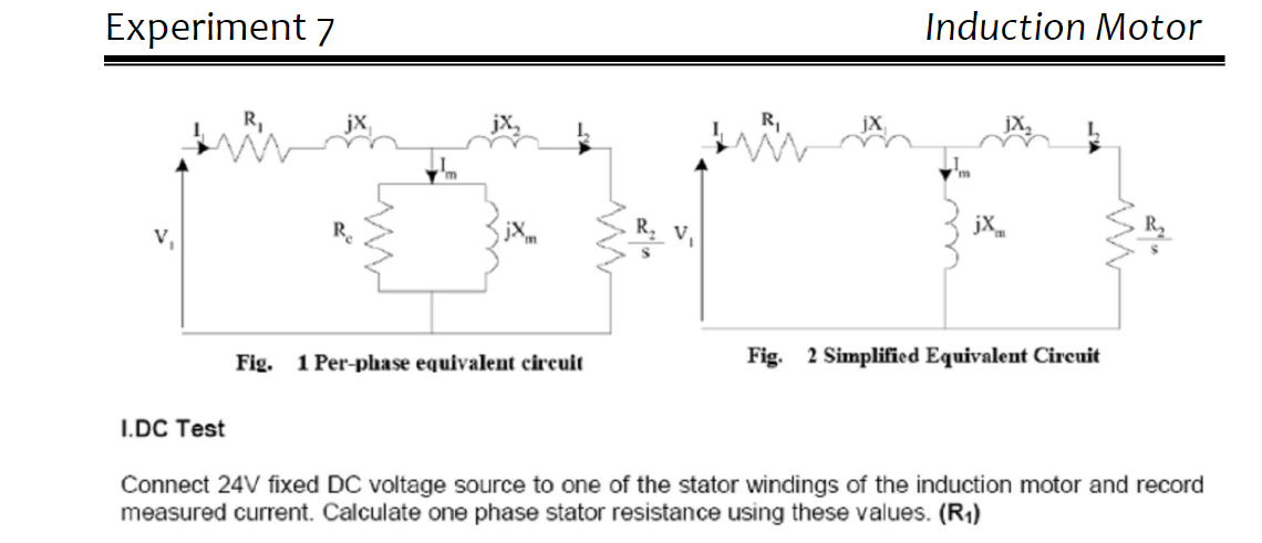 Solved Experiment 7 Induction Motor I.DC Test Connect 24 V | Chegg.com