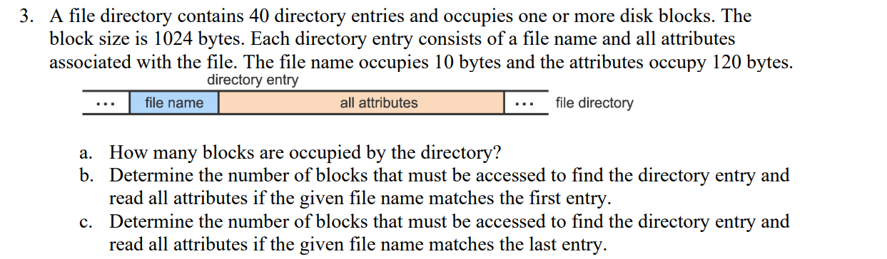 Solved A file directory contains 40 directory entries and | Chegg.com
