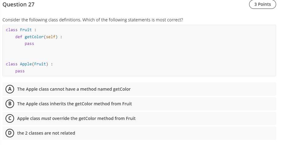 Solved Question 26 Which method is being overridden in the | Chegg.com