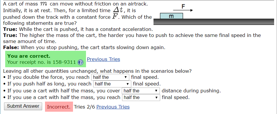 Solved A cart of mass m can move without friction on an | Chegg.com