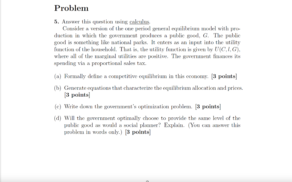 Solved Problem 5. Answer this question using calculus. | Chegg.com