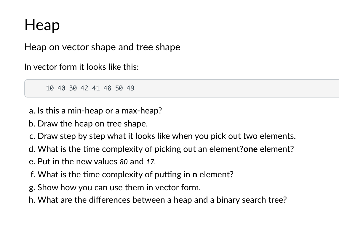 Solved Heap Heap on vector shape and tree shape In vector | Chegg.com