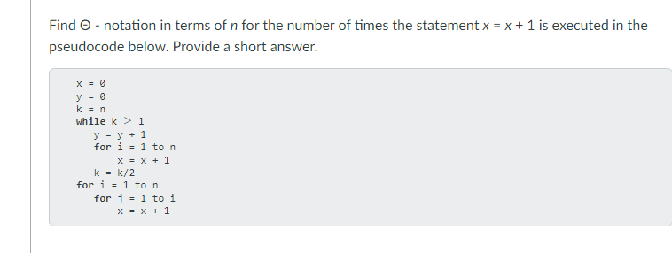 Solved Find Θ - notation in terms of n for the number of | Chegg.com