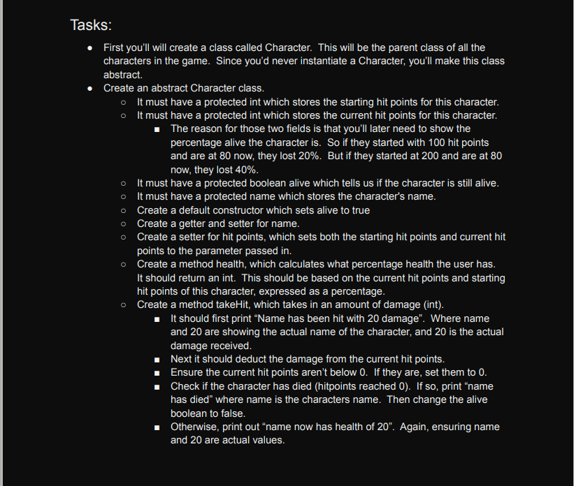 Solved Tasks: - First you'll will create a class called | Chegg.com