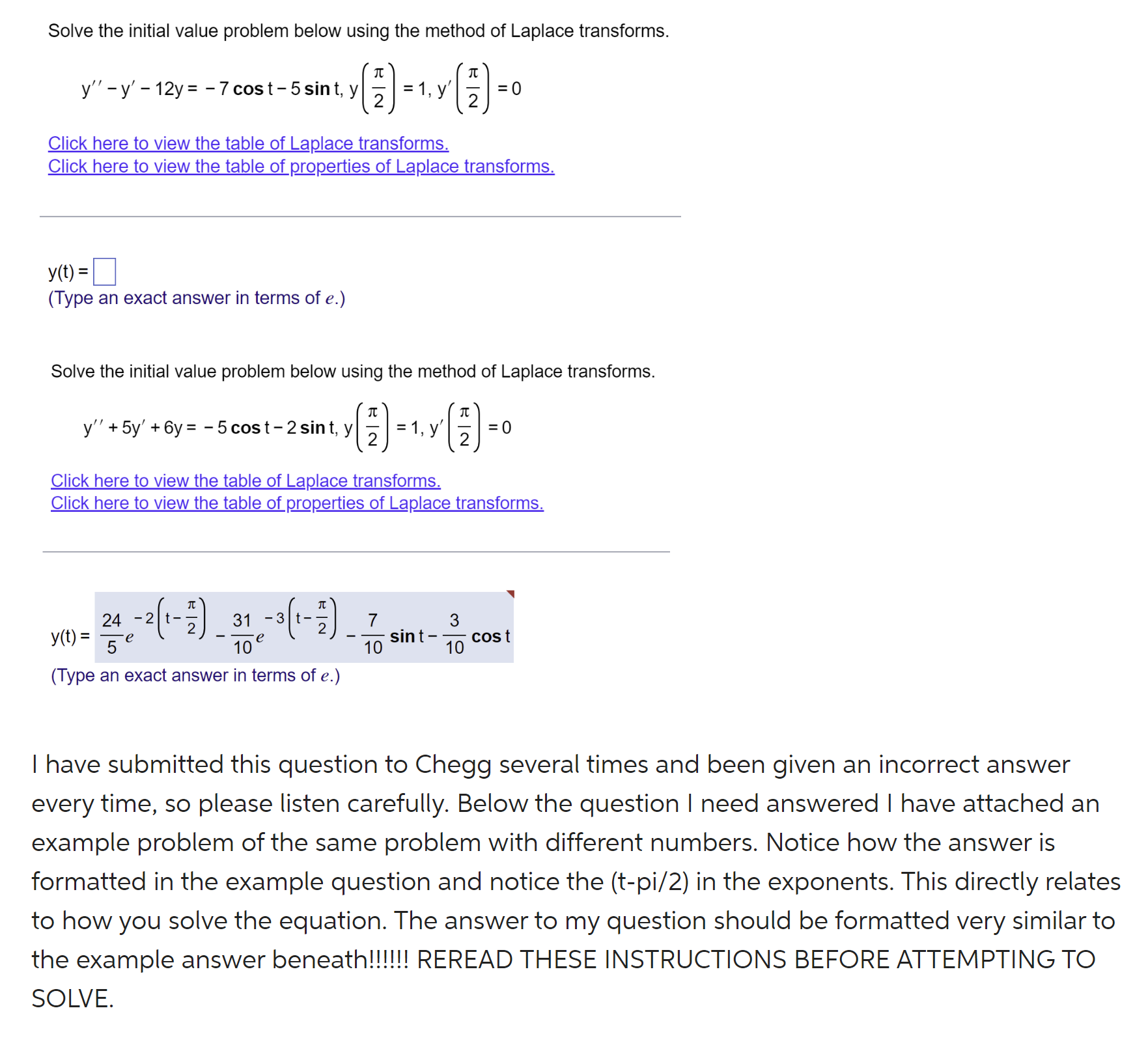 Solved Solve the initial value problem below using the | Chegg.com