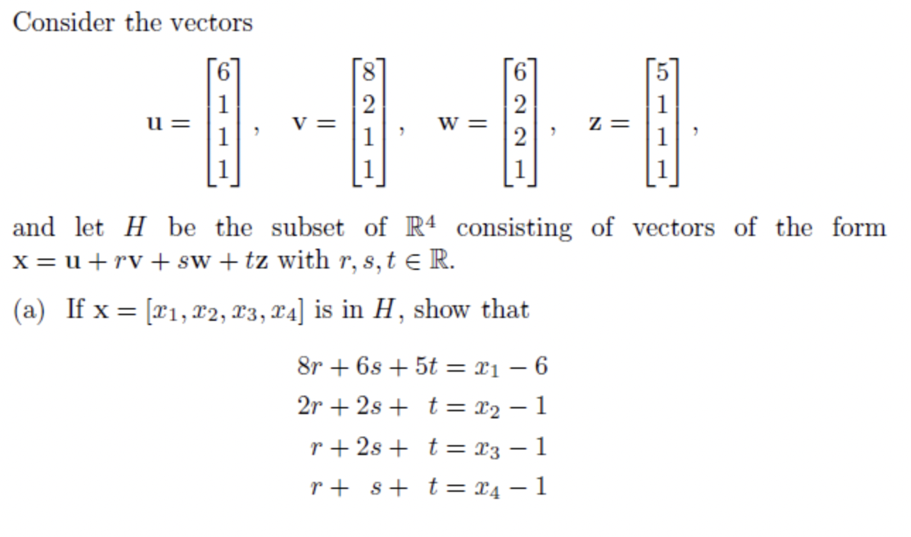 Solved Consider the vectors | Chegg.com