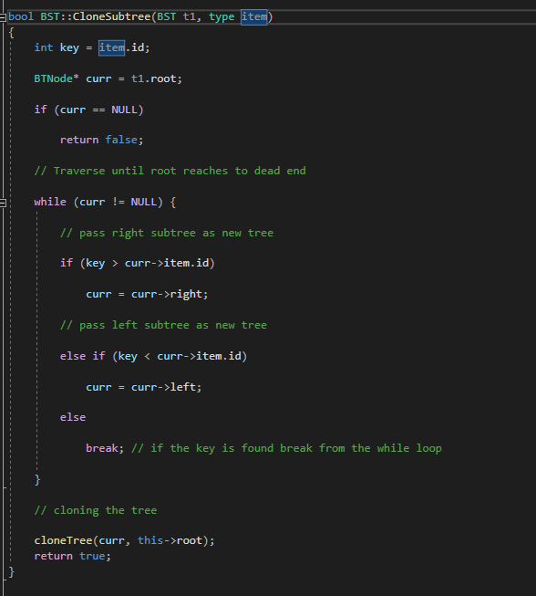 Solved void BST::clone Tree (BTNode* a, BTNode* b) { if (a | Chegg.com