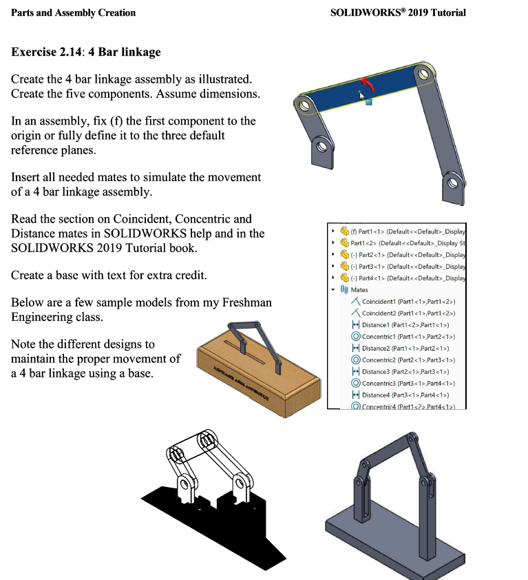 Solved Parts and Assembly Creation SOLIDWORKS 2019 Tutorial | Chegg.com