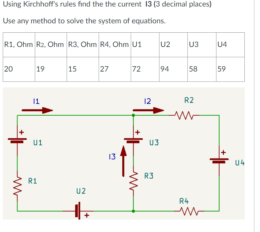 Using Kirchhoff's rules find the the current 13 (3 | Chegg.com