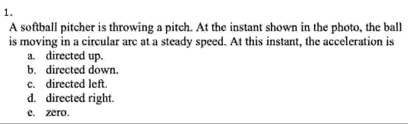 Solved A softball pitcher is throwing a pitch. At the | Chegg.com