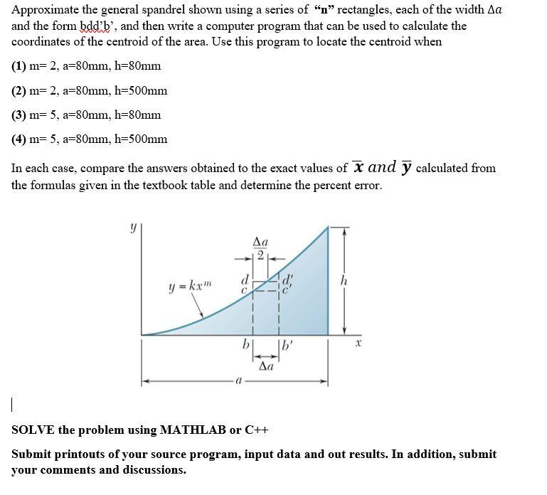 Approximate the general spandrel shown using a series | Chegg.com