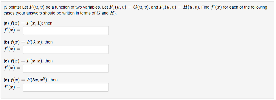 Solved: Let F(u,v)F(u,v) Be A Function Of Two Variables. L... | Chegg.com Solved: Let F(u,v)F(u,v) Be A Function Of Two Variables. L... | Chegg.com
