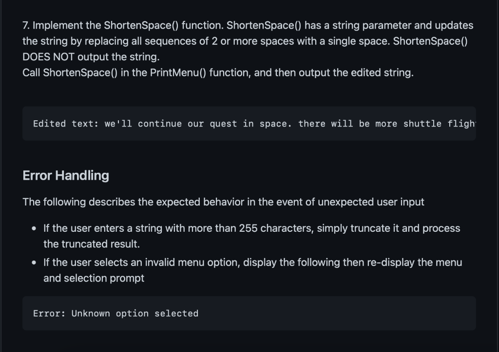 Solved 1. Prompt the user to enter a string of their | Chegg.com