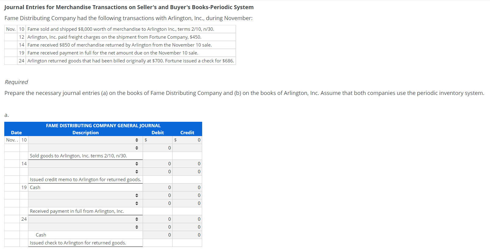 Solved Journal Entries for Merchandise Transactions on | Chegg.com