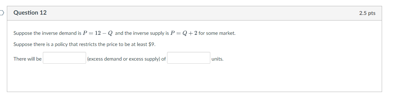 Solved Suppose the inverse demand is P=12−Q and the inverse | Chegg.com