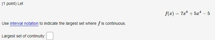 Solved (1 point) Let f(x) 2 - 7 (x - 1)(x+2) Use interval | Chegg.com