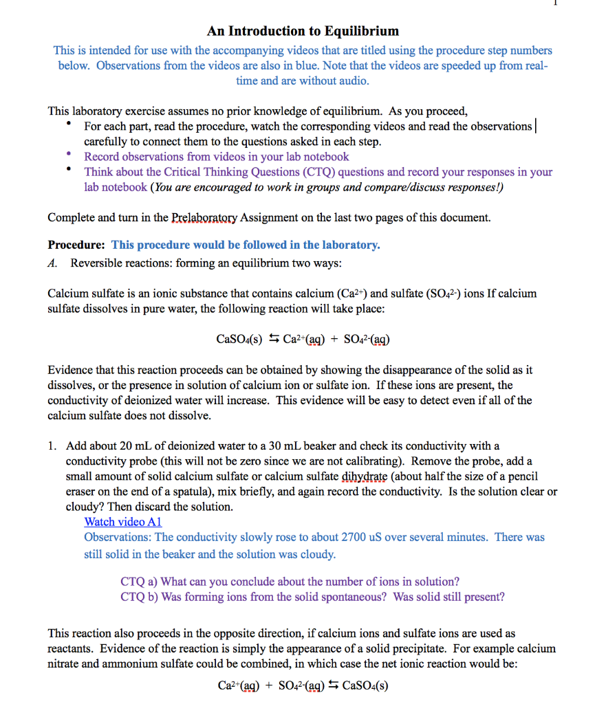 Solved An Introduction to Equilibrium This is intended for | Chegg.com