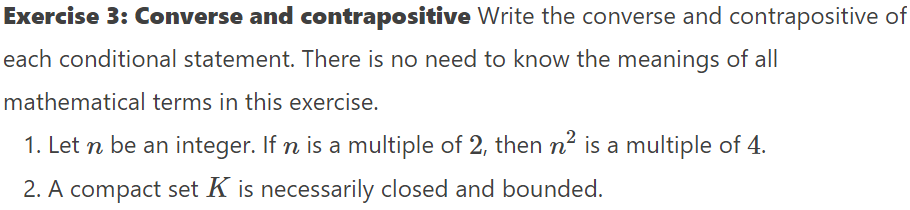 Solved Exercise 3: Converse and contrapositive Write the | Chegg.com