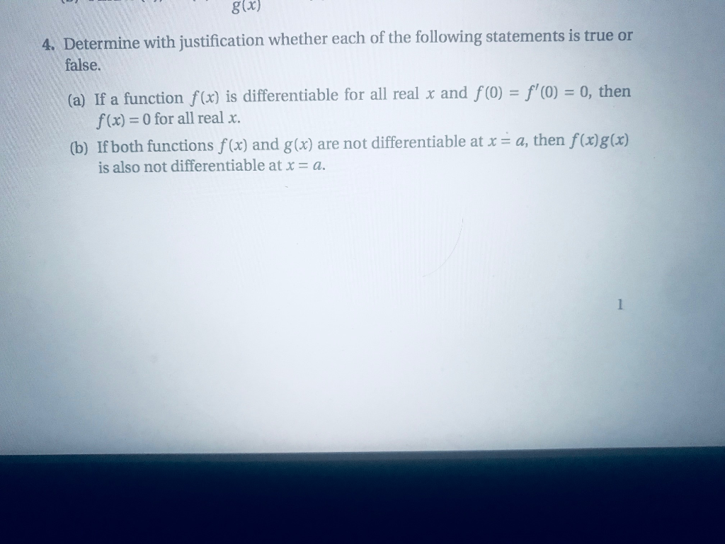 Solved g(x) 4. Determine with justification whether each of | Chegg.com