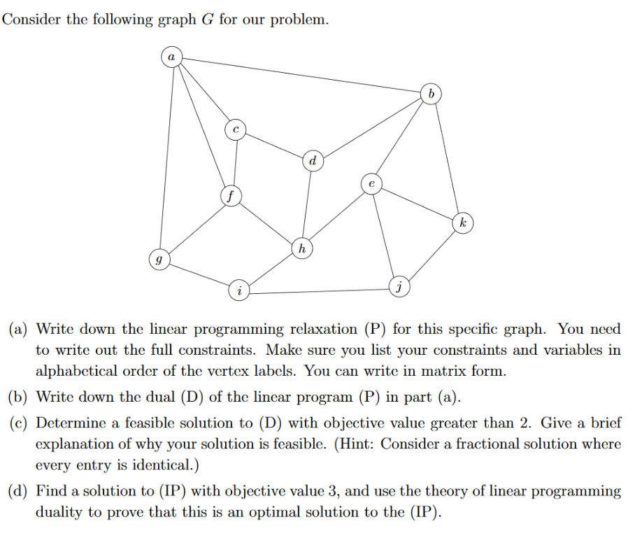 Consider the following graph G for our problem. (a) | Chegg.com