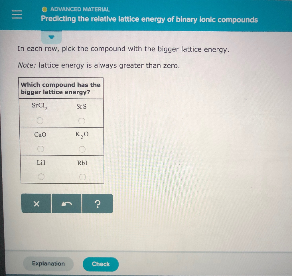 Solved O ADVANCED MATERIAL Predicting the relative lattice | Chegg.com