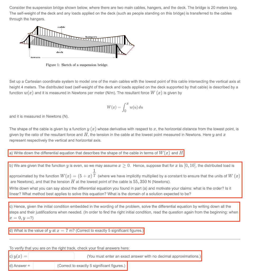Solved Consider the suspension bridge shown below, where | Chegg.com