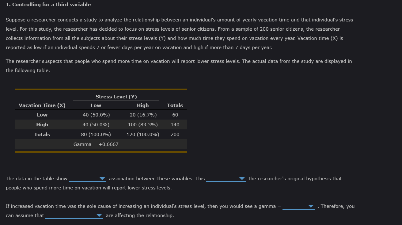 Solved 1. Controlling for a third variable Suppose a | Chegg.com