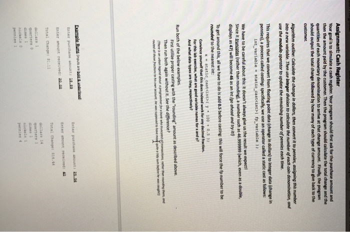 Solved Your goal ls to simulate a cash register. Your | Chegg.com