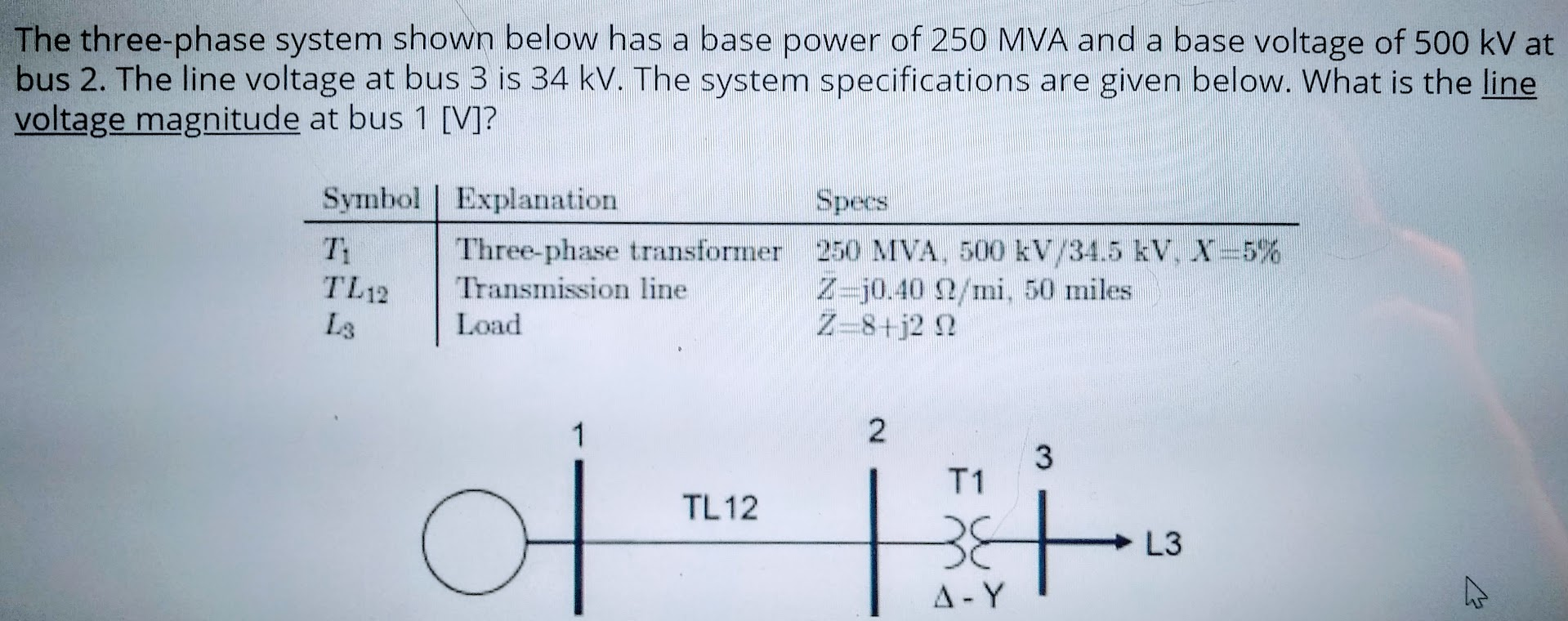 Solved The three-phase system shown below has a base power | Chegg.com