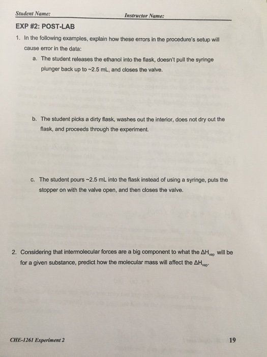 Solved Student Name: Instructor Name EXP #2: POST-LAB 1. In | Chegg.com