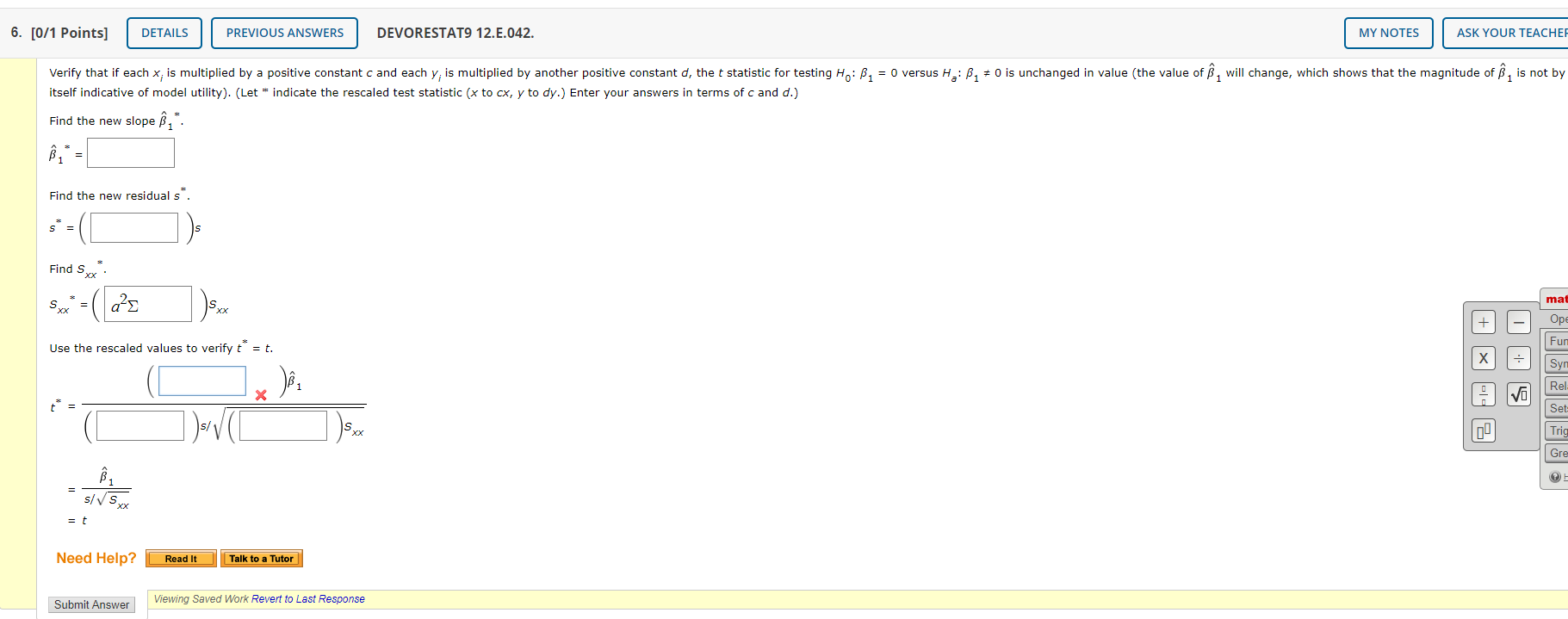 6. [0/1 Points] DETAILS PREVIOUS ANSWERS DEVORESTAT9 | Chegg.com