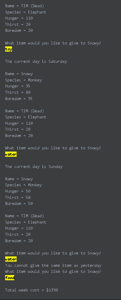 Solved Task 1 - Animal Class Take some time to read through | Chegg.com