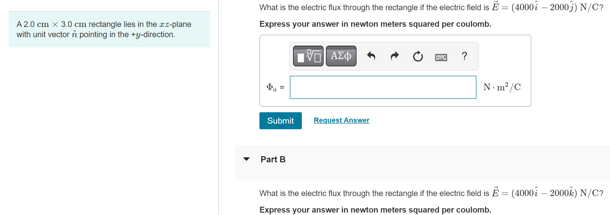 Solved What is the electric flux through the rectangle if | Chegg.com