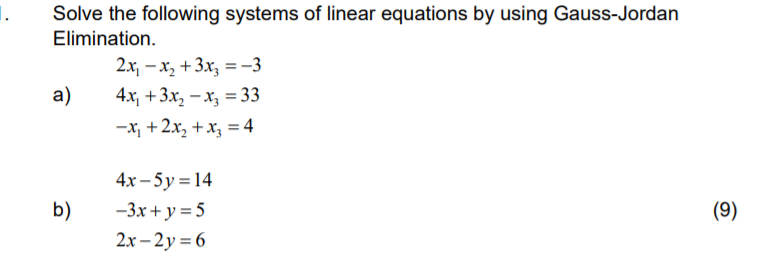 Solved Solve the following systems of linear equations by | Chegg.com