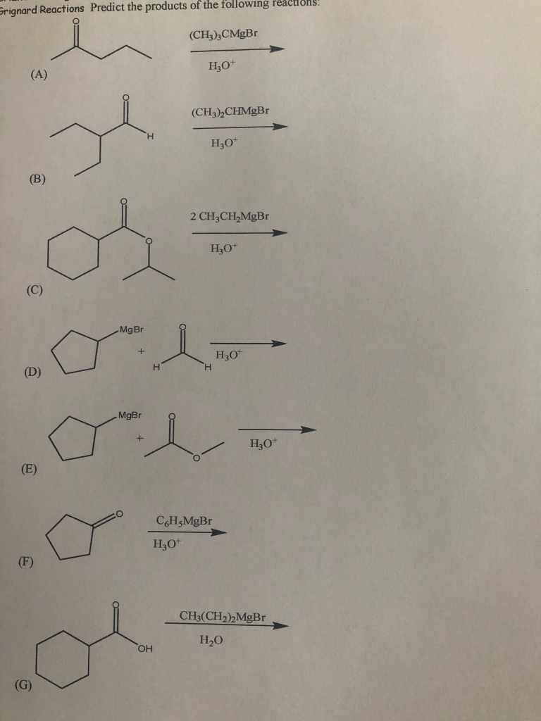 Solved Grignard Reactions Predict the products of the | Chegg.com