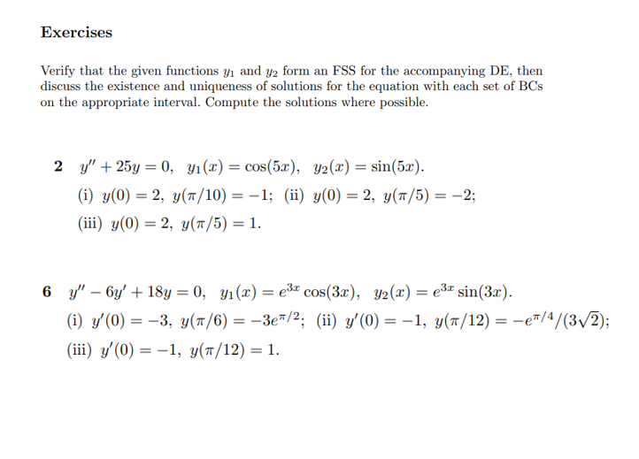 Solved Exercises Verify That The Given Functions Yi And Y2 0948