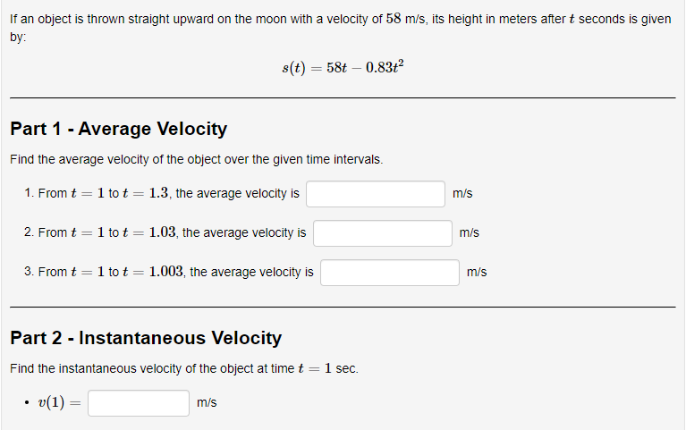 Solved If an object is thrown straight upward on the moon | Chegg.com