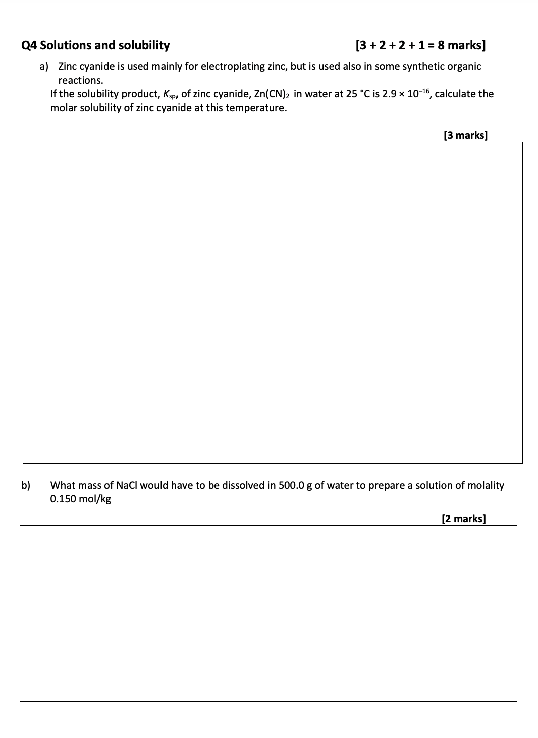Solved Q4 Solutions and solubility [3+2+2+1=8 marks ] a) | Chegg.com