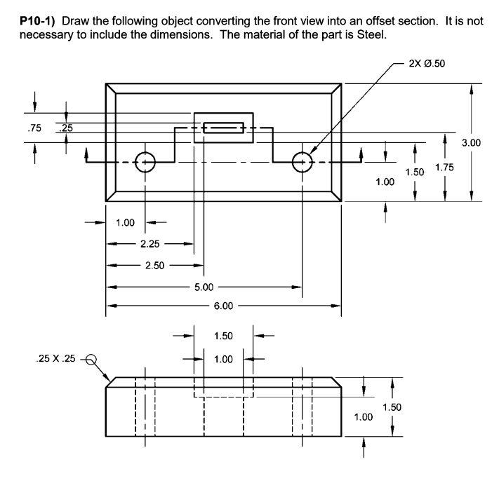 Solved P10-1) Draw the following object converting the front | Chegg.com