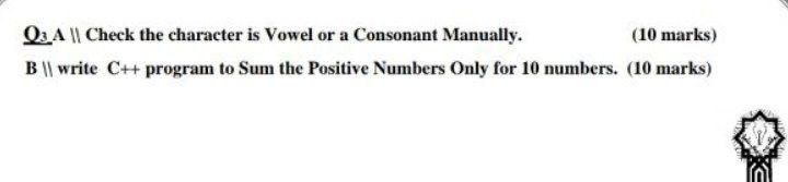 Solved 03 A || Check the character is Vowel or a Consonant | Chegg.com