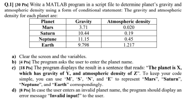 Solved Q1 30 Pts Write A Matlab Program In A Script File 1513