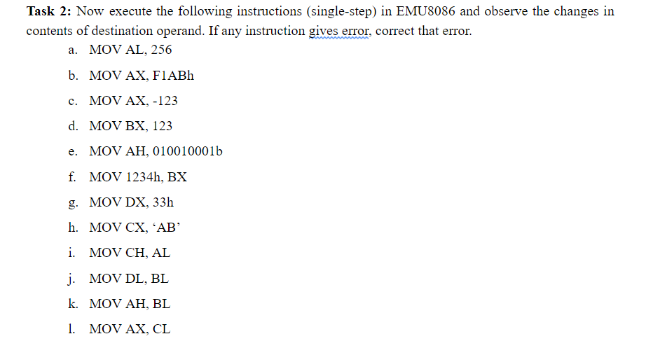 Solved Task 2: Now execute the following instructions | Chegg.com